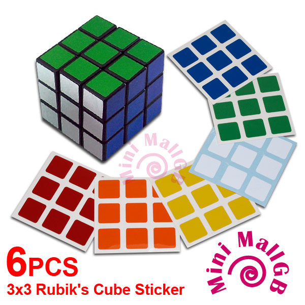 3X3 CUBE RUBIK CUBE STICKER SET HIGH QUALITY DURABLE PUZZLE TOY VINYL ...