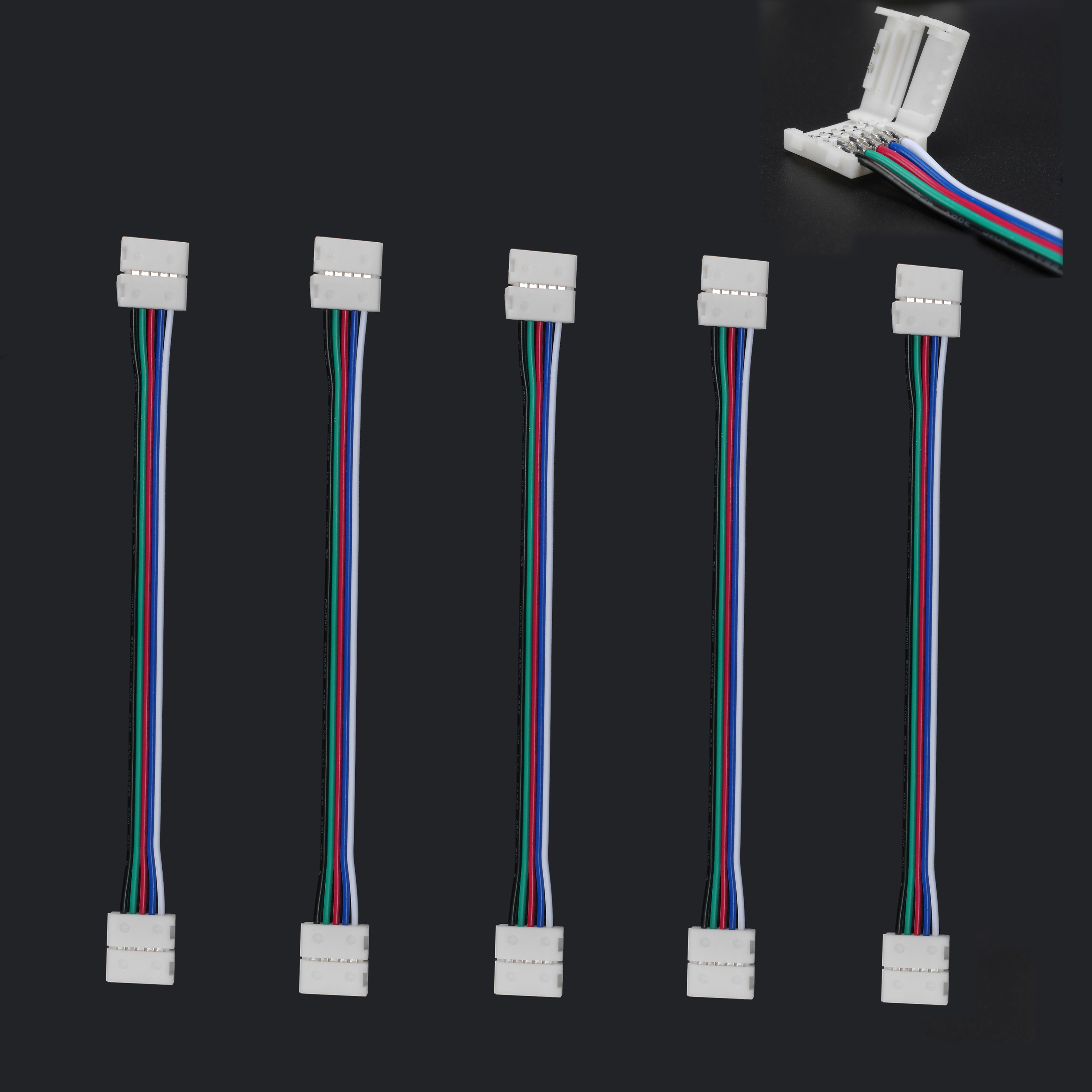 WOW - 5 X 5-Pin 5050 RGBW LED Strip light PCB Adapter Cable Wire ...